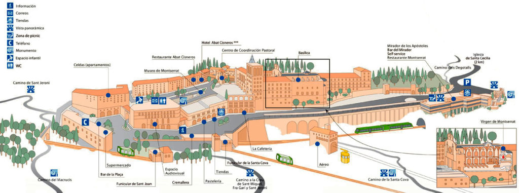 Mapa de Montserrat y del monasterio | Visitar Montserrat